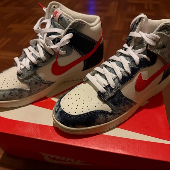 Nike | Shoes | Nike Hightop Sneakers With Red Swoosh | Poshmark